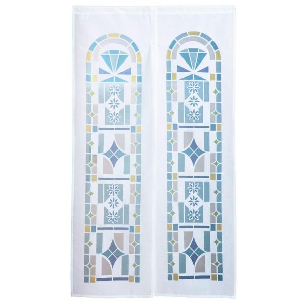 【商品名】　Sunny day fabric のれん ステンドグラス ブルー 幅85cm x 丈150cm 【商品説明】　・?y?T?C?Y?z??85cm x ??150cm ?y?J???[?z?u???[ ?y?g???z??E?|?...