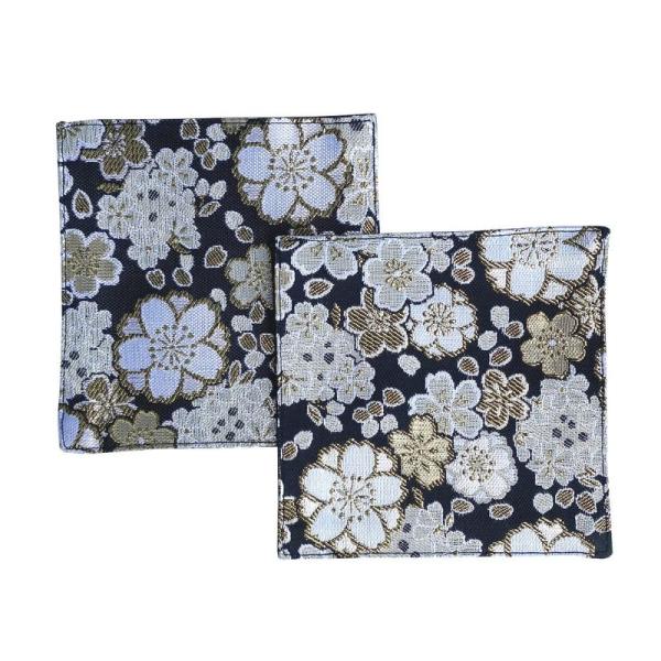 【商品名】　金襴コースター桜づくし 黒2枚セット コースター 金襴 西陣織 和柄 和風 京都 金らん 金蘭 黒 ブラック 【商品説明】　・?y?T?C?Y?z??11cm?~11cm ?@2???Z?b?g・?y?f??z?|???G?X?...