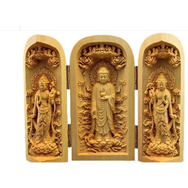 【商品名】　elfin 木彫 仏教 東洋 真言宗 三尊 不動明王 阿弥陀 風水 インテリア 千手観音 大仏 (大仏様) 【商品説明】　 【サイズ】　高さ : 6.00 cm　横幅 : 8.00 cm　奥行 : 12.00 cm　重量 : 1...