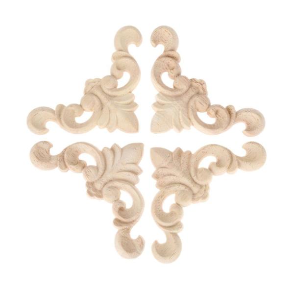 【商品名】　4枚入り 木彫りデカール 家具装飾 コーナー 木製アップリケ フレーム ヨーロッパスタイル 家具 ドア 壁 コーナー デコレーション ホーム 【商品説明】　・??A?h?A?A???A?L???r?l?b?g?A?H??I?A?...