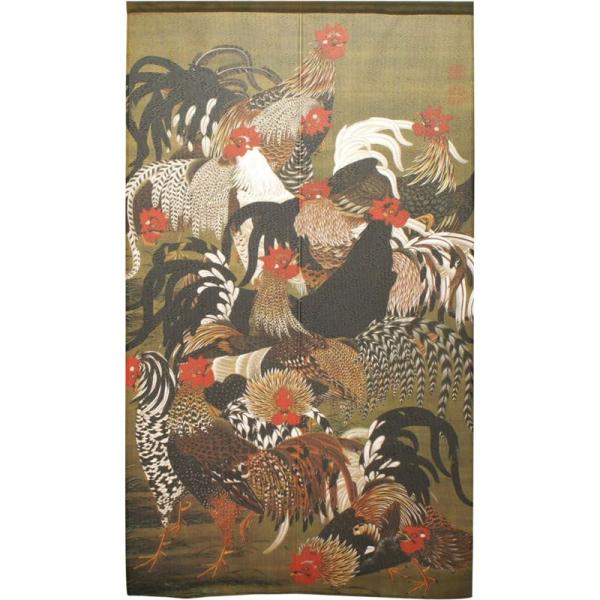 【商品名】　のれん 伊藤若冲 群鶏図 日本画 タペストリー ポスター 幅85cm×丈150cm 91252 【商品説明】　・?T?C?Y??F??85?~??150 cm?@?@?f??F?|???G?X?e??100?? ?s????l?...