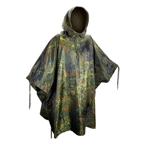 【商品名】　MIL-TEC ポンチョ レインウェア リップストップ生地 米軍スタイル Rain Poncho - Flecktarn Camo迷彩 【商品説明】　 【サイズ】　高さ : 8.10 cm　横幅 : 19.30 cm　奥行 : ...