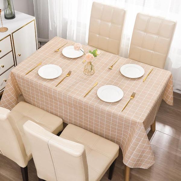 【商品名】　NUZAMAS 137x137cm 長方形テーブルクロス PEVA テーブルクロス 防水テーブルカバー コーヒーチェック柄テーブルクロス ダ 【商品説明】　・?G???K???g??s????l??f?U?C???F?V???v...