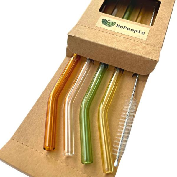 【商品名】　HoPeople ガラスストロー マイストロー ストロー 4本セット ブラシ付き ガラス 製 (カラーA) 【商品説明】　・?X?g???[??H??@??????????P?B??p?u???V????????????B・?t...