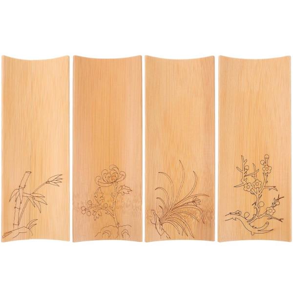 【商品名】　BESTOYARD おしぼりトレイ 竹製 おしぼり受け おしぼり置き 梅蘭竹菊 卓上 小物収納トレイ 飲食店 業務用 4枚セット 【商品説明】　・?y?K?p ?z???A?I?t?B?X?A?e?B?[?n?E?X?A?e?B...