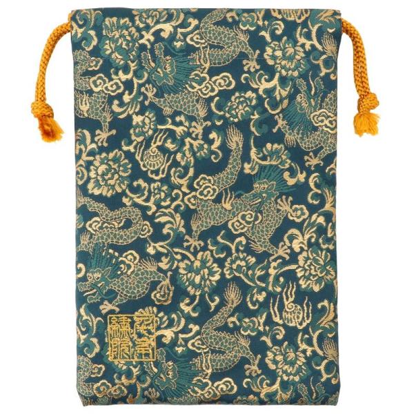 【商品名】　千糸繍院 西陣織 金襴 巾着袋（裏地付き） 翡翠龍 中サイズ 【商品説明】　・?O?????????X???S??????h?J???{???????A?E?l??1??1?????J??d?グ???????B・?T?C?Y?F...