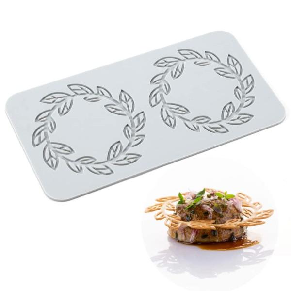 【商品名】　シリコンレースマット シュガークラフト印象型食用ケーキデコレーション 2穴花輪 【商品説明】　・?I?????????????X?^?C????t?H???_?????[?X?}?b?g?????????B ????????X?...