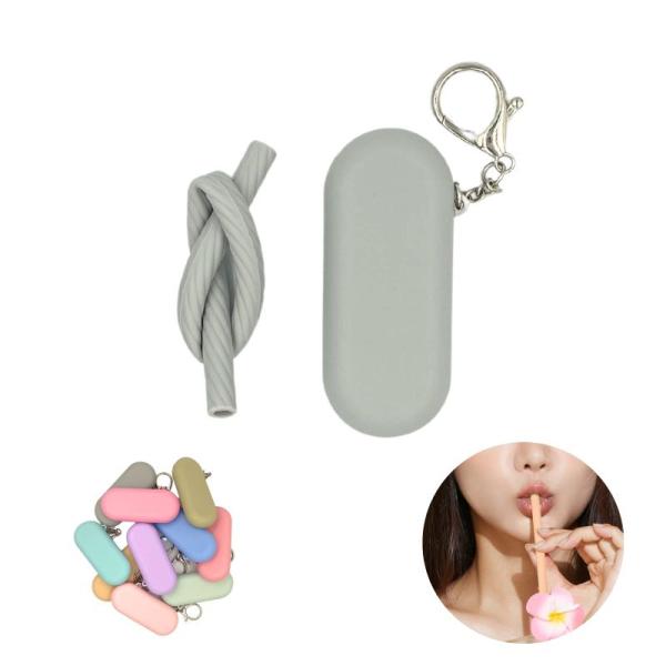 【商品名】　HoPeople シリコンストロー マイストロー 携帯ストロー ケース付き ストロー (グレー) 【商品説明】　・?J???[?o???[?V???????L?x????A????y???i????A??????????????...