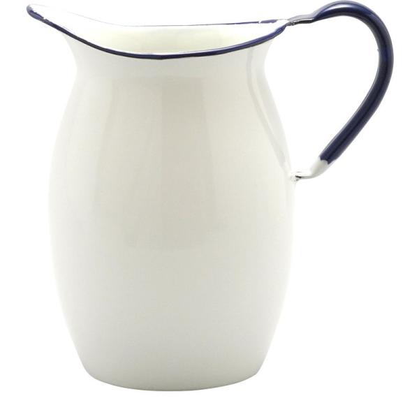 【商品名】　野田琺瑯 ピッチャー ホーロー 2.7L ホワイト フチ ネイビー 日本製 HPー15 【商品説明】　 【サイズ】　高さ : 17.10 cm　横幅 : 21.60 cm　奥行 : 27.30 cm　重量 : 1.12 kg　※...