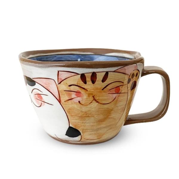 【商品名】　ジェイキッチンズ J-kitchens 工房祥 sho~ 3匹の子猫 スープカップ ブルー 波佐見焼 日本製 【商品説明】　・?T?C?Y?i??j?F??10.5x12.5x7cm ?d??F235g・?e??i??j?F30...