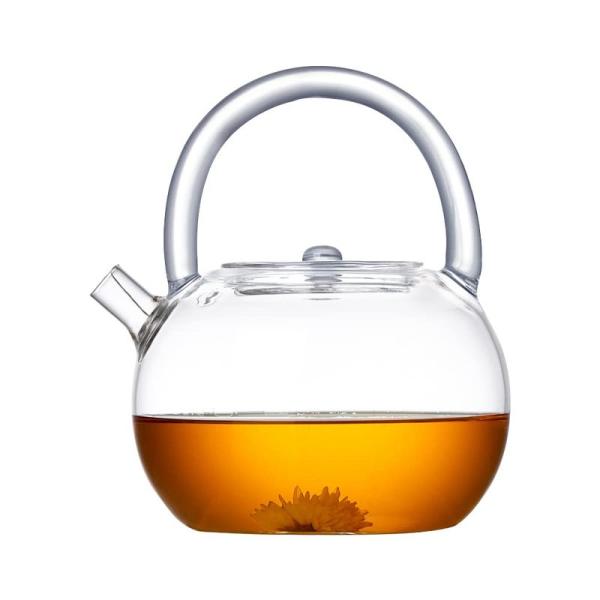 【商品名】　ポカロティー 透明丸型ティーポット 耐熱ガラス急須 割れにくい ガラス製ポット 直火対応 大容量 850ml クリアガラス製 上手型 持ち手 【商品説明】　・?J???X??????A???g????D???A??M??????...