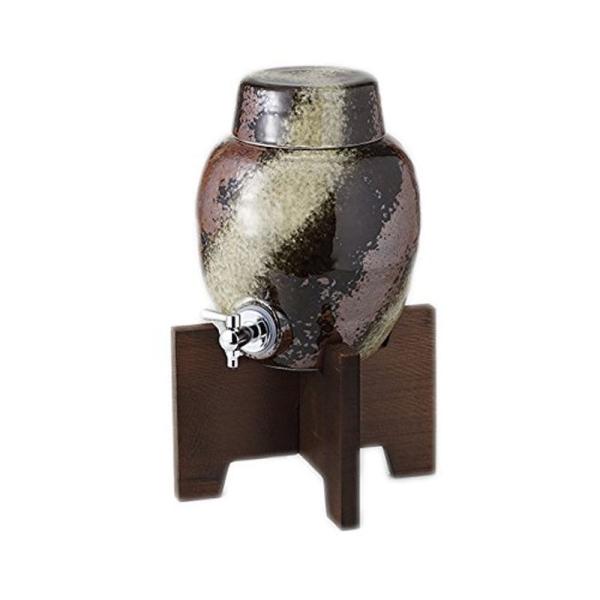 【商品名】　黒伊賀ラジウム一升サーバー(コルク栓付、木台付) 3051-1-10 【商品説明】　・?Y?n??:???Z??(???Y)・???:????・???T?C?Y:27.5?~23.2?~20cm(?{?[????????)・??...