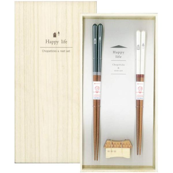【商品名】　イシダ 日本製 ギフト 桐箱 箸置付 夫婦箸 ハッピーライフ 14×27.5×2.5cm 【商品説明】　・?p?b?P?[?W?d??: 0.16 kg・???:??/?V?R??E?A?N?????E???^???A???u/...