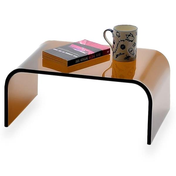 【商品名】　Kuai ローテーブル 全3色・3サイズ アクリル 透明 コーヒーテーブル センター テーブル 幅45cm Mサイズ (クリアブラウン) 【商品説明】　・????L?????^??????????????????????A???...