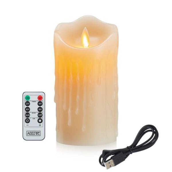 【商品名】　AnnTec LEDキャンドルライト USB充電式 リモコン搭載 ロウソク 本物の炎のようにゆらめく 暖色光 火を使わない ゆらゆら揺れる  【商品説明】　・?yUSB?[?d???f?U?C???z1) ?{LED?L????...