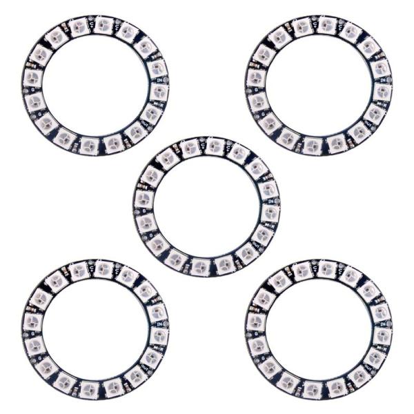 【商品名】　DIYmall 5個 16ビット RGB LEDリング 16 X WS2812 WS2812B 5050 ランプライト 統合ドライバー付き  【商品説明】　・LED?`?b?v:WS2812B?A?d??:DC4-7V?B・?e...