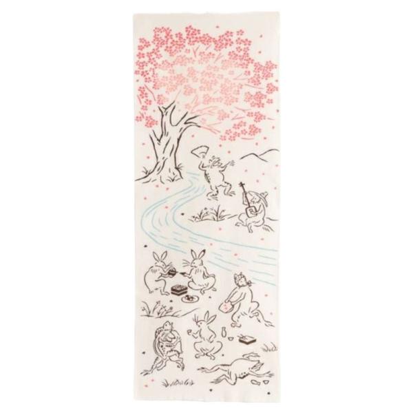 【商品名】　かまわぬ 注染 手ぬぐい お花見の宴 鳥獣戯画 日本製 サイズ：33cm×90cm 綿100% 総理 春柄 (手拭い お花見の宴) 【商品説明】　・?T?C?Y?F??33cm?~90cm / ?????i??F????????...