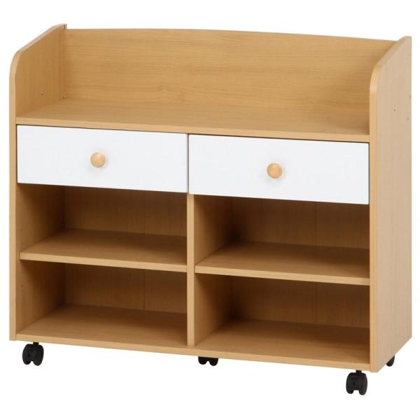 【商品名】　不二貿易 ランドセルラック リビング収納 子供用 幅82×奥行29×高さ73cm ナチュラル ホワイト 引出収納 キャスター付き NORM  【商品説明】　・?T?C?Y:??82?~???s29?~????73cm・?f??E...