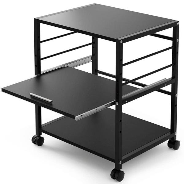 【商品名】　プリンター台 ラック ワゴン 木製 3段 キャスター付き 中棚スライド式 カート 机下台 サイドワゴン 棚板高さ調節可能 プリンター収納 ブ 【商品説明】　・????y?L???X?^?[?t??????????z?v?????...