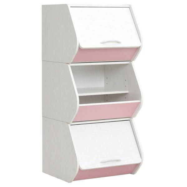 【商品名】　スマートアイ 子ども用チェスト ウッドホワイト/ピンク W40 × D40 × H30.5cm(1個) 収納ボックス LOG(ログ) スタッ 【商品説明】　・2?????t???^?C?v??1???I?[?v???^?C?v?...