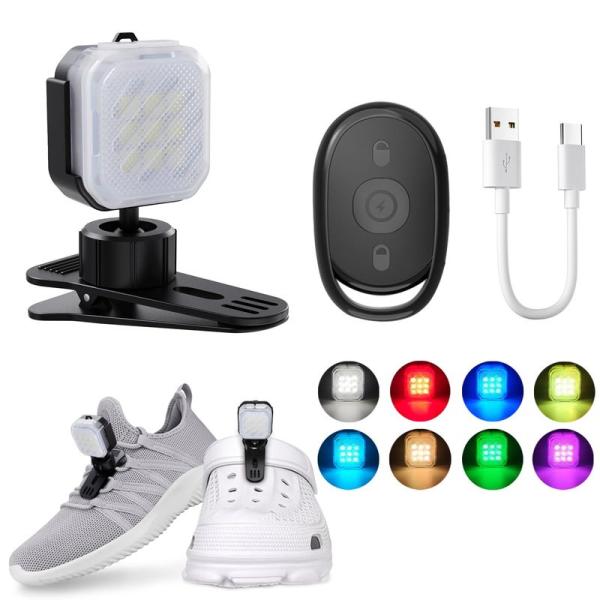 【商品名】　MAZERO ランニングライトUSB充電式 軽量 安全ライト 8色 切り替え ウォーキング クリップライト リモコン付き 角度調整 散歩用ラ 【商品説明】　・?????????????????E360????]?E???L???...