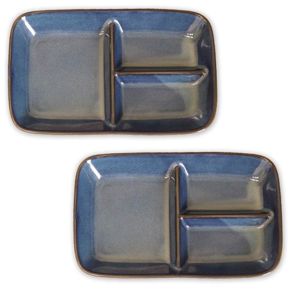 【商品名】　こだわり食器と雑貨のお店irodori 2枚組 窯変ネイビー 仕切り プレート 日本製 15.2×24.3cm 電子レンジ/食器洗浄機対応 【商品説明】　・?y?H????o?????X???l???????z???C?????...