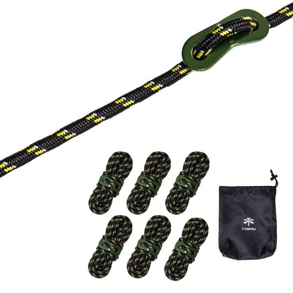 【商品名】　TOBAU オニヤンマロープ セット 5mm × 4m 6本 反射材入り 自在金具 テントロープ タープロープ ガイロープ パラコード キャ 【商品説明】　・?y?I?j?????}??????z?I?j?????}????{?...