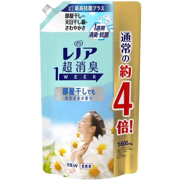 【商品名】　レノア 超消臭1WEEK 柔軟剤 部屋干し 花とおひさまの香り 詰め替え 超特大 1,600mL 【商品説明】　・?I???6???????B ?????????L??A??????????A?????g????6???????...