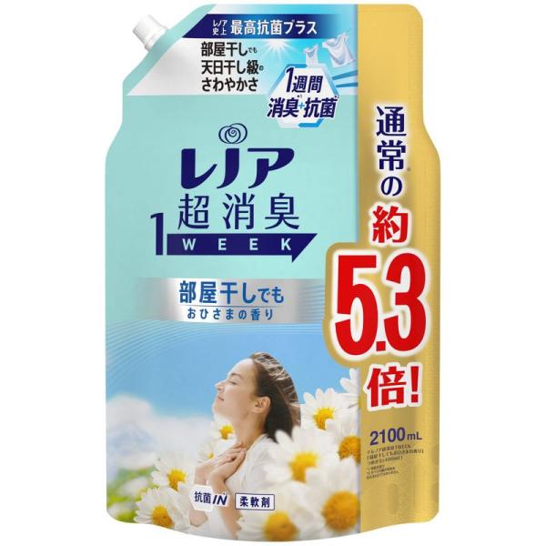 【商品名】　大容量 レノア 液体 超消臭1WEEK 柔軟剤 部屋干し 花とおひさまの香り 詰め替え 2,100mL 【商品説明】　・?I???6???????B ?????????L??A??????????A?????g????6????...