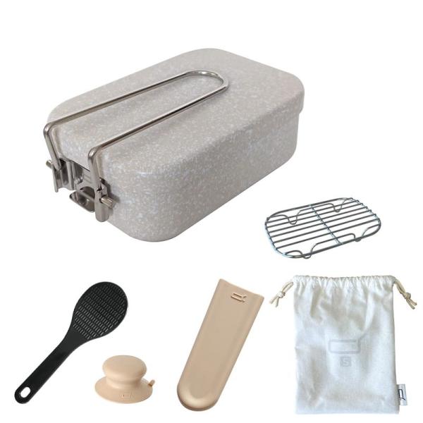 【商品名】　d+ メスティン 飯盒 1合 マーブル加工 焦げつきにくい ６点セット (グレージュS １合サイズ６点セット) 【商品説明】　・1.5?????????￥?????????т???????????????I ???I????X?...