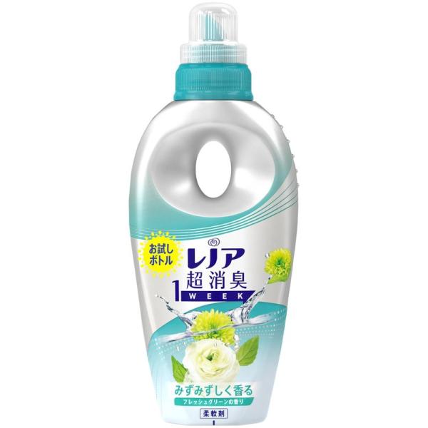 【商品名】　レノア 超消臭1WEEK 柔軟剤 フレッシュグリーン 花粉ブロック お試し本体 530mL 【商品説明】　・80%??オ???? 1?T?????L????B ???m?A?????L1WEEK??????A80%???????...