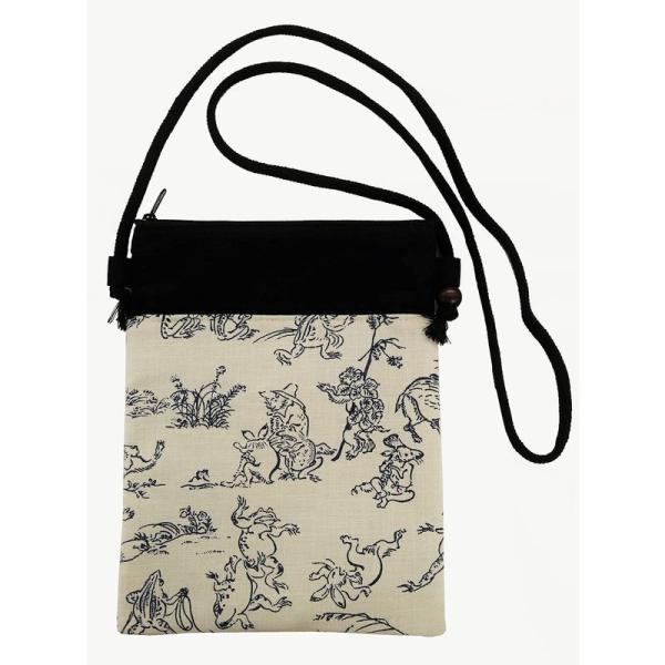 【商品名】　丸全 日本製 ポシェット 22×26.5×1.5cm 鳥獣戯画 白 【商品説明】　・As this is a handmade product, the pattern on the product may differ fro...