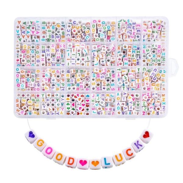 【商品名】　ビーズ セット シードビーズ ローマ字 アルファベット 1200粒 6mm 透明な糸 収納ケース 付き 手作り DIY 手芸 キット クラフ 【商品説明】　・【一粒ずつにこだわた高品質】材質はアクリルです。長年経っても色褪せ・割...