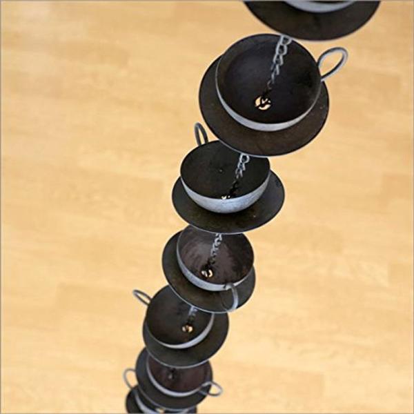 【商品名】　雨樋 雨どい 鎖樋 くさり 雨だれ あまどい レインチェーン ティーカップ sik9516 【商品説明】　・カップのサイズ：直径10.5×高さ7.5 / 材質：アイアンスチール　チェーン / 重量：2kg / 生産国：中国・レイ...