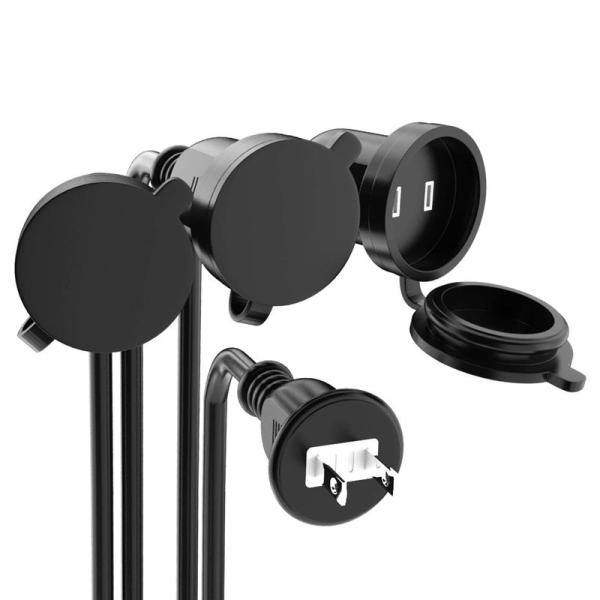 【商品名】　Outtag 延長コード 屋外 3分配コネクター 2m 防水延長コード 延長ケーブル 家庭用 オフィス用 15A 125V 蓋付き 作業用延 【商品説明】　・ACコンセントに差し込んで様々な125V/15A「最大合計1000W」...