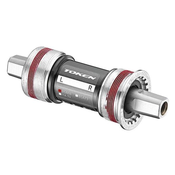 【商品名】　TOKEN TK866CM JIS(シマノ)スクエアテーパーBB 68-107.5mm クロモリ軸 シルバー 【商品説明】　・クロモリスピンドル、カーボンボディ・プレミアムベアリング仕様・対応クランク：JISスクエア(シマノ互換...