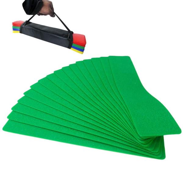 【商品名】　Aoakua コートマーカー コートラインマーカー フラットマーカー コートライン 16枚セット キャリーハンドル付 (グリーン) 【商品説明】　・サイズ：34cm x 7.3cm 、　 材質:熱可塑性エラストマー（TPE）・厚...