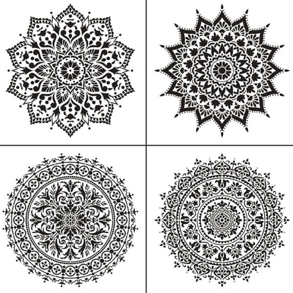 【商品名】　Rolin Roly 花柄 曼荼羅 30x30cmマンダラ 製図用 テンプレート DIYスクラップ ステンシルシート 絵画ホワイト 4 pc 【商品説明】　・?お手軽で簡単に自宅クラフトが楽しめます！子供だけではなく、大人の方に...