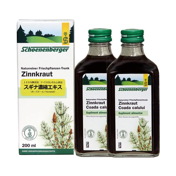 シェーネンベルガーのスギナ濃縮エキス200mlは、ミネラルの宝庫スギナの有用成分を損なわない圧搾製法で抽出した100％ナチュラルな植物エキス健康飲料です。原料は広大なハーブ農園で自然農法により栽培された新鮮なスギナを使用し、収穫後ただちに3...