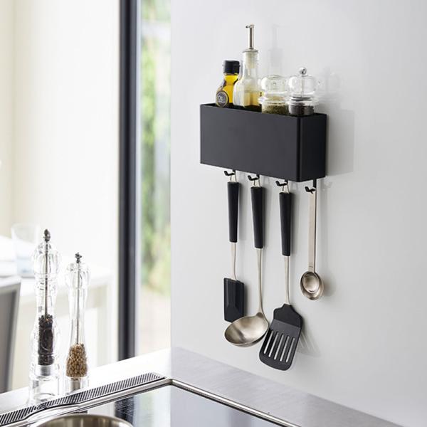 キッチン・ランドリー・デスク横に マグネット式収納ボックス材質:本体・仕切り板：ABS樹脂マグネット滑り止め：シリコン生産国:中国サイズ／重量:約幅24.5×奥行き7.2×高さ10.5cm内寸：約幅24×奥行き6.5×高さ10.2cm耐荷重...