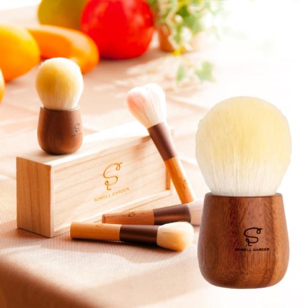 晃祐堂 LEMON×WALNUT フェイスブラシ 熊野筆 KOYUDO メイクブラシ レモン ウォルナット おしゃれ かわいい ギフト プレゼント 国産 日本製