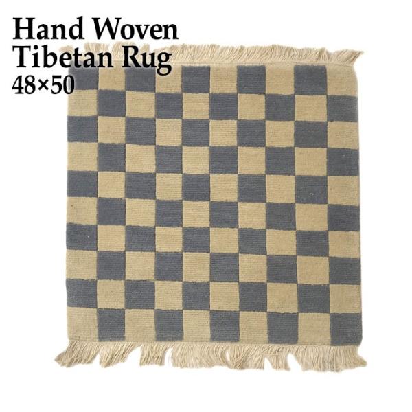 TIBETAN RUG チベタンラグ 絨毯 チェッカー/Checker/48×50チベタンラグ入荷しました！羊毛、手織りで仕上げられたチベタンラグ。伝統的でオリエンタルな柄はもちろん、ちょっと珍しくてカッコいいパターンも♪ハンドメイドで目の...