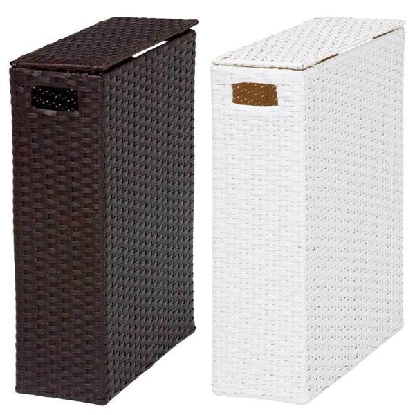 トイレ収納ラック 隙間収納 ランドリー キッチン スリム コンパクト 小さい棚 細い 縦長 薄型 トイレットペーパーラック トイレットペーパーホルダー トイレラック おしゃれ ケース 収納ボックス ストッカー 箱 白 ホワイト ブラウン 幅...