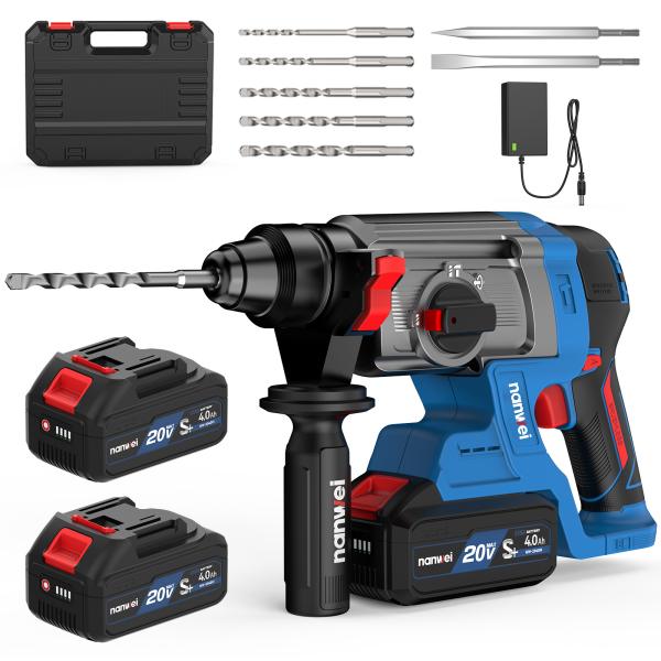 【商品内容】※4.0Ah電池セットハンマードリル本体、ビットセット、説明書4.0Ah電池ｘ2、充電器ｘ1、収納ケース※6.0Ah電池セットハンマードリル本体、ビットセット、説明書6.0Ah電池ｘ2、急速充電器ｘ1、収納ケース【3モード切替】...