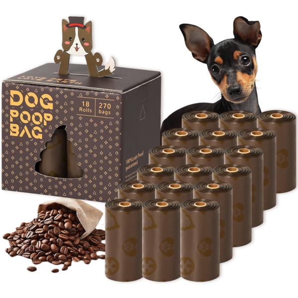 【発売日：2026年02月26日】商品名：ペット用うんち袋内容量：18ロール（合計270袋）香り：コーヒーフレーバー（香り付き）カラー：ブラウン柄：柄付きデザイン特徴：臭わない／厚手／破れにくい／可愛いデザイン(1) イヤなニオイをしっかり...