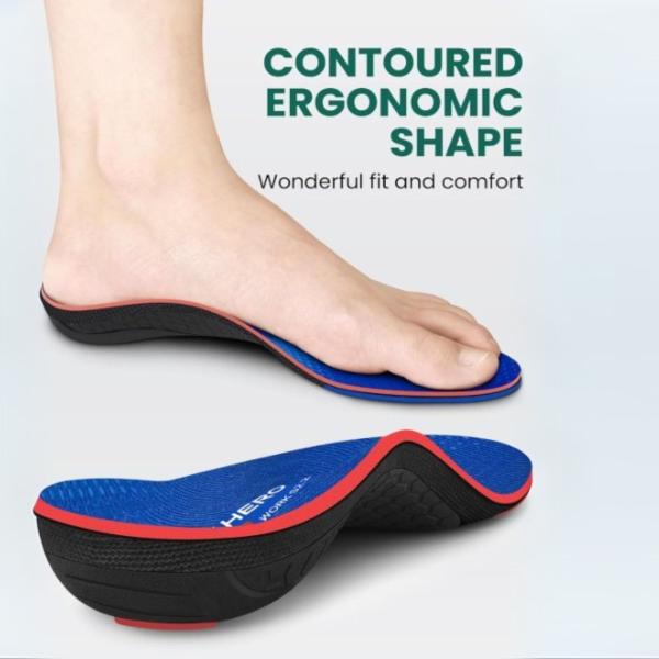 【WALKHERO MAXクッション作業用インソール】仕事で長時間立ったり歩いたりする必要がある人のために特別に設計されています。 アーチとかかとを支える起伏のある生体力学的形状が特徴で、安定性とモーションコントロールを追加し、足、足首、関...