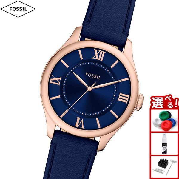 【フォッシル FOSSIL 腕時計 レディース GILMORE 三針 ネイビー レザーウォッチ ES5424 ローズゴールドトーンのステンレススチール製ケースとネイビーブルーのソフトレザーストラップのエフォートレスな組み合わせ。サンレイサテ...
