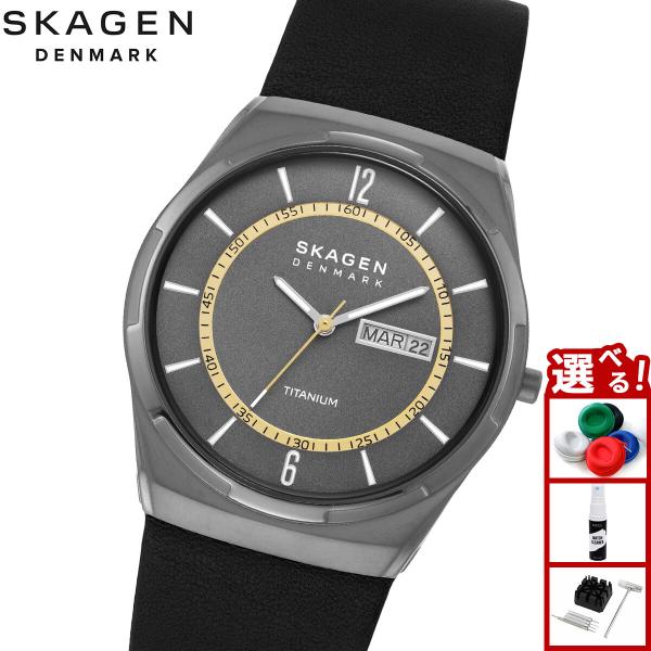 【スカーゲン SKAGEN 腕時計 メンズ MELBYE TITANIUM 三針デイデイト ブラック レザーウォッチ SKW6907 43mm径のケースにデイデイト表示付き三針ムーブメントを搭載したMELBYE TITANIUM。サンドブラ...
