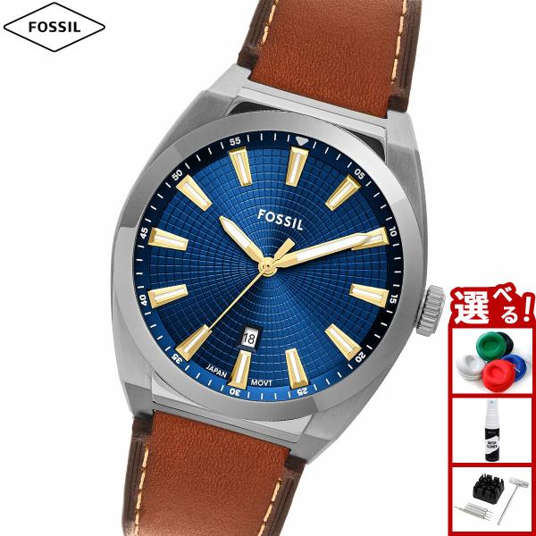 【フォッシル FOSSIL 腕時計 メンズ EVERETT 三針デイト ブラウン レザーウォッチ FS6115 スポーティな雰囲気と洗練された魅力が調和したEVERETTウォッチ。印象的なブルーのサンレイダイヤルに、42mm径のステンレスス...