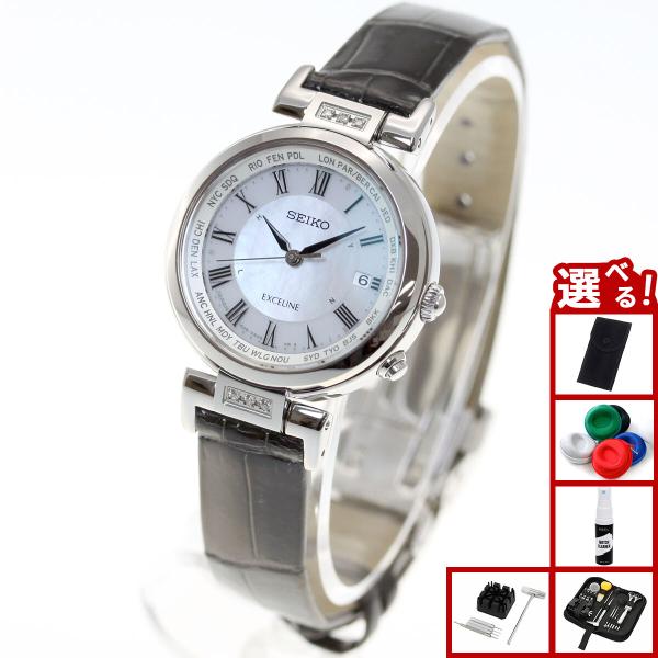 【セイコー エクセリーヌ 電波 ソーラー 電波時計 腕時計 レディース ペアウォッチ SWCW109 SEIKO EXCELINE 美しい白蝶貝ダイヤル、ダイヤ入りのケースを採用した、上品で華やかなモデル。クラシックなデザインはフォーマルな...